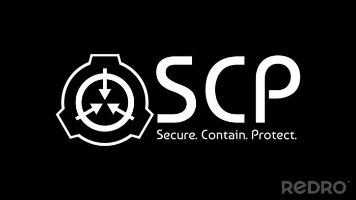 Obraz Logotype SCP Foundation. Monochrome icon with inscriptions. na ...