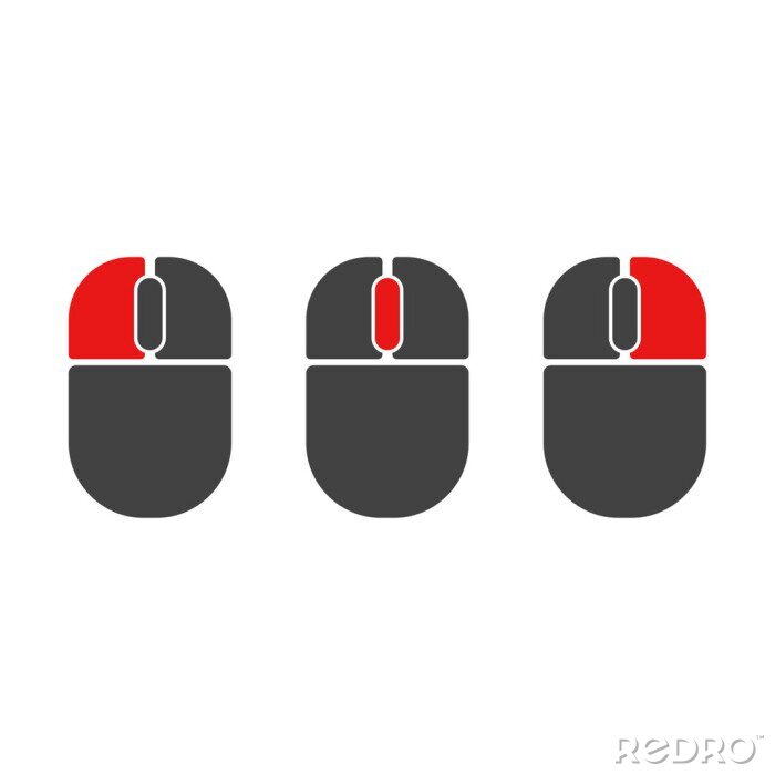 Plakat Mouse buttons click isolated vector icons set. Computer mouse na wymiar • mysz, Przyciski ...